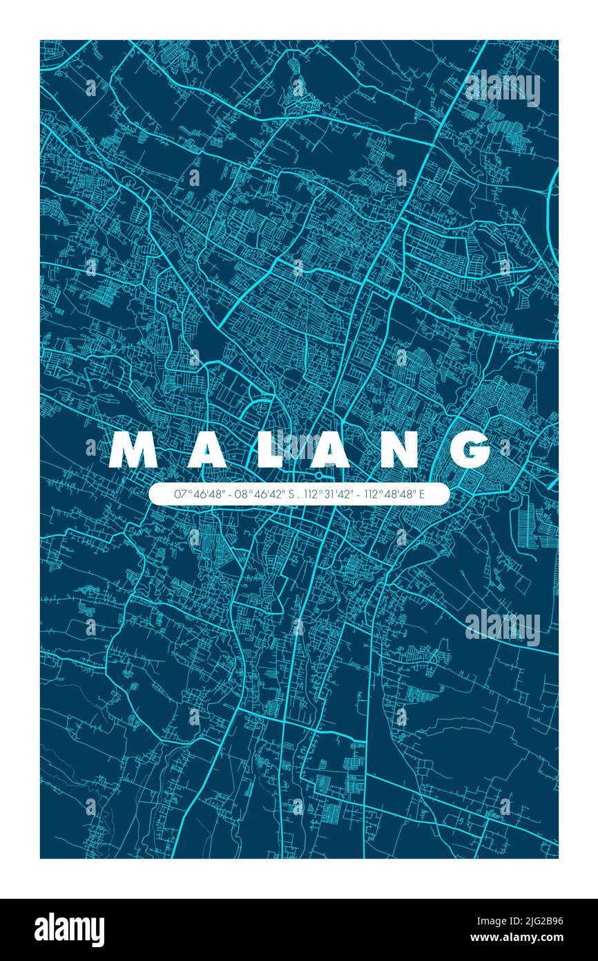 Minimalist Malang City Map Wall Decoration. Malang is one of the cities ...