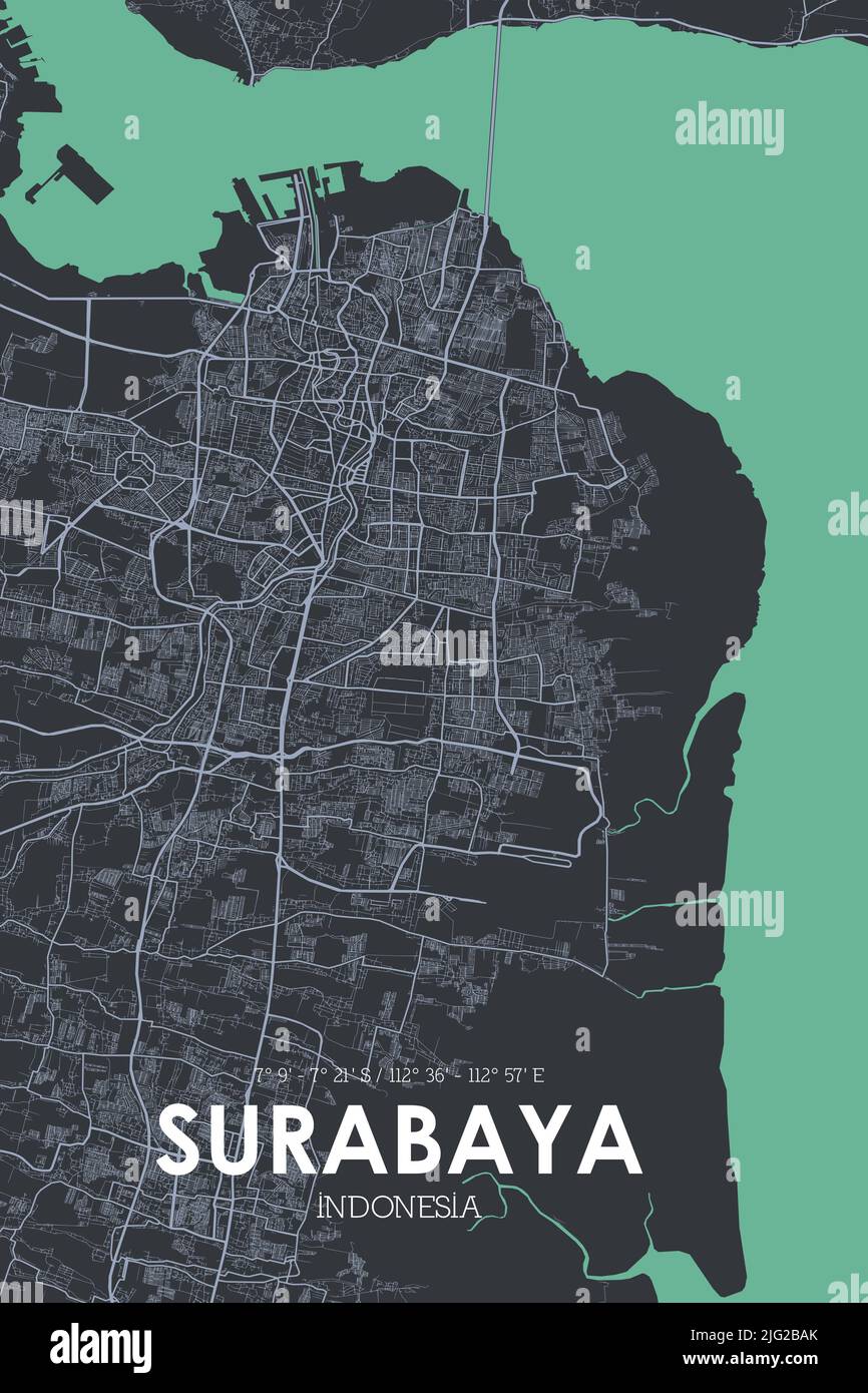 Surabaya City Map Poster Design Vector. Minimalist City Map Poster ...