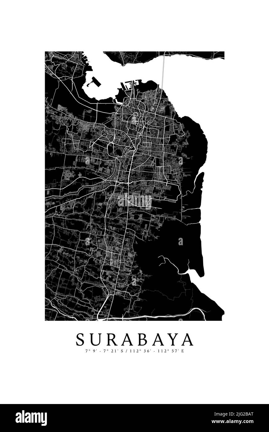 Surabaya City Map Poster Design Vector. Minimalist City Map Poster ...