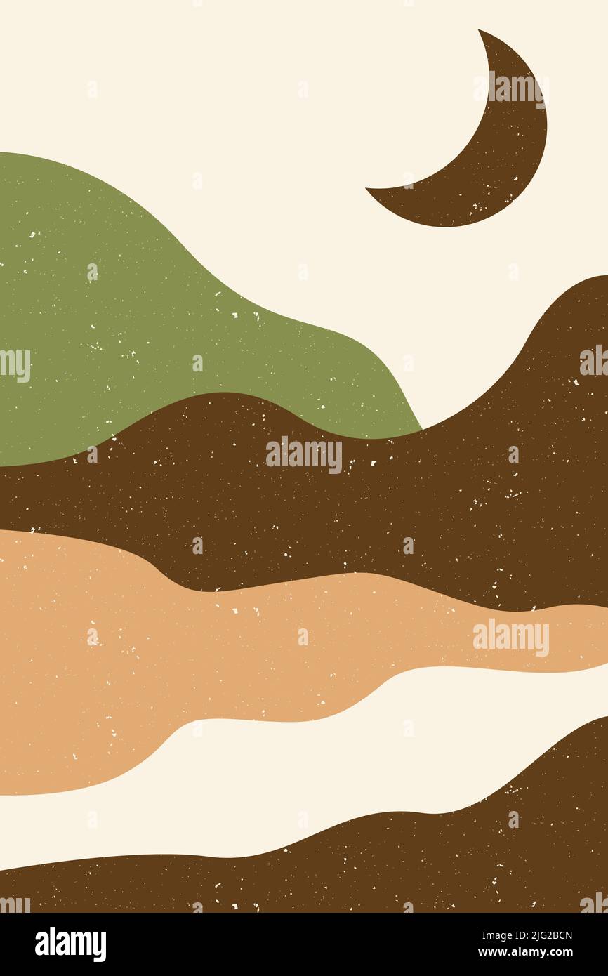 Abstract Minimalist Boho Mountain Art Print Poster. Abstract Landscape ...