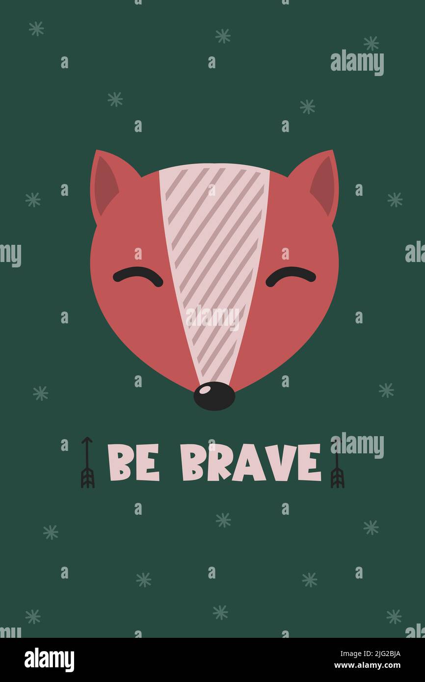 Scandinavian Stylish Cute Fox Head Poster for Nursery. Cute ...