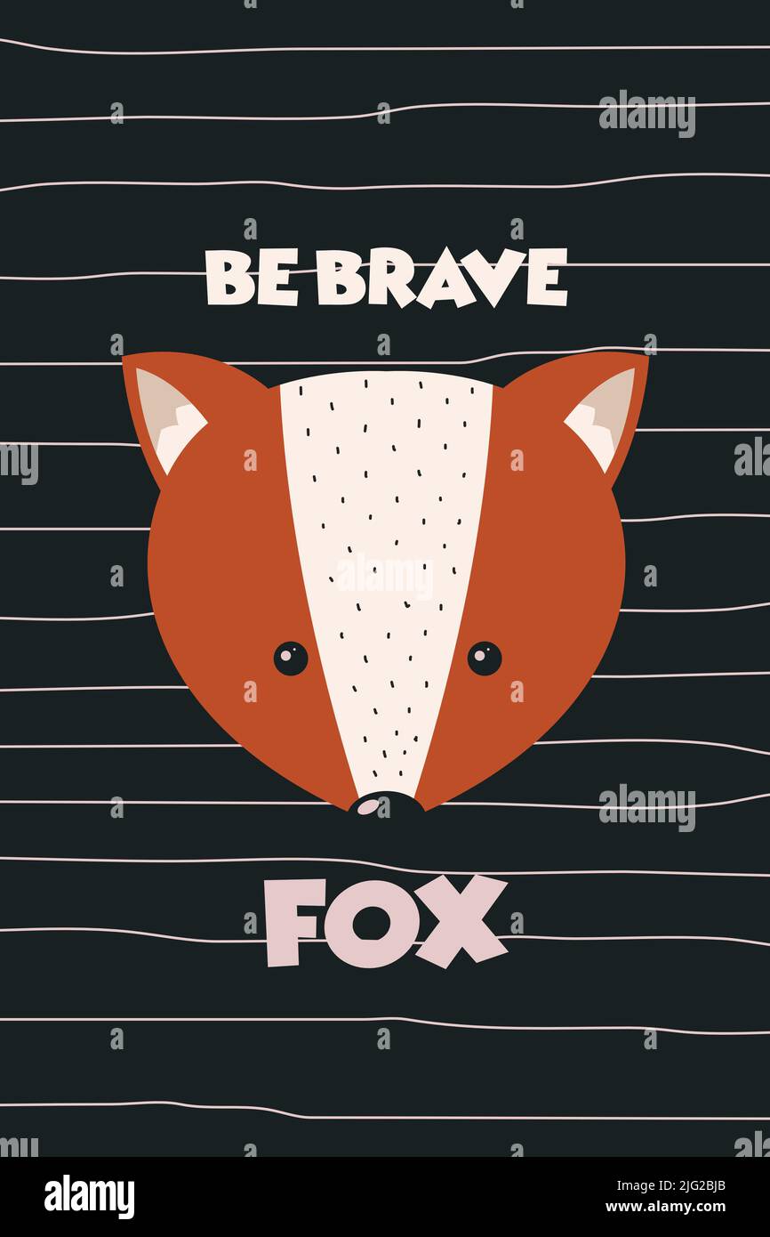 Scandinavian Stylish Cute Fox Head Poster for Nursery. Cute ...