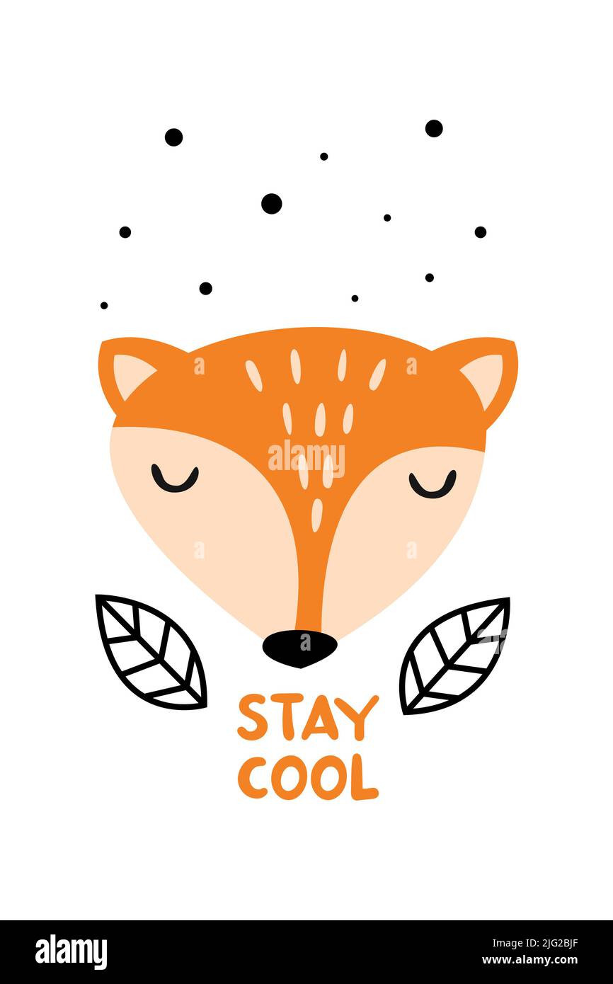 Scandinavian Stylish Cute Fox Head Poster for Nursery. Cute ...