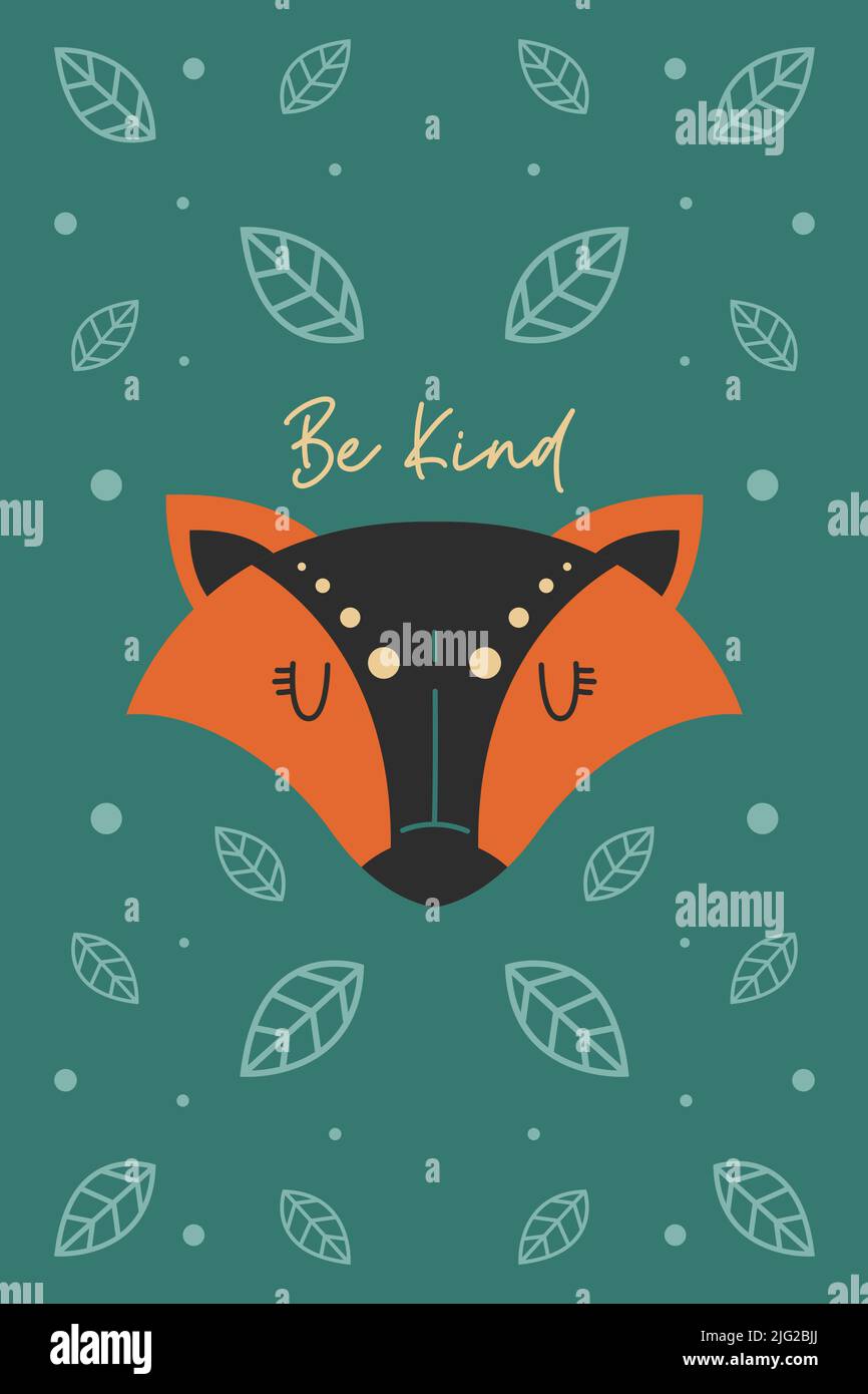 Scandinavian Stylish Cute Fox Head Poster for Nursery. Cute ...