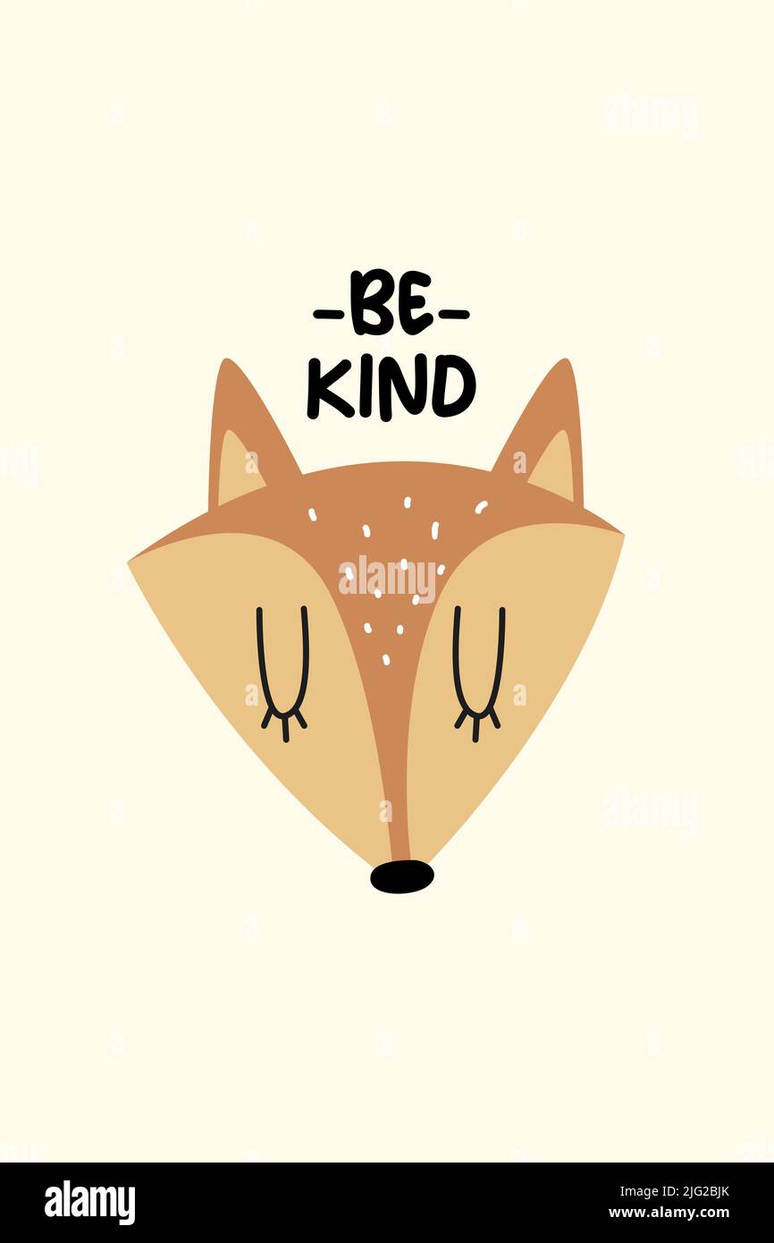 Scandinavian Stylish Cute Fox Head Poster for Nursery. Cute ...