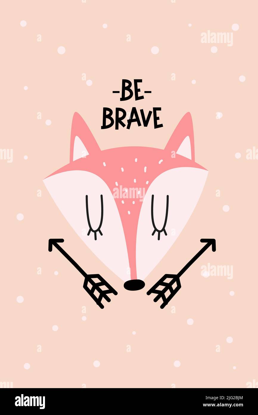 Scandinavian Stylish Cute Fox Head Poster for Nursery. Cute ...