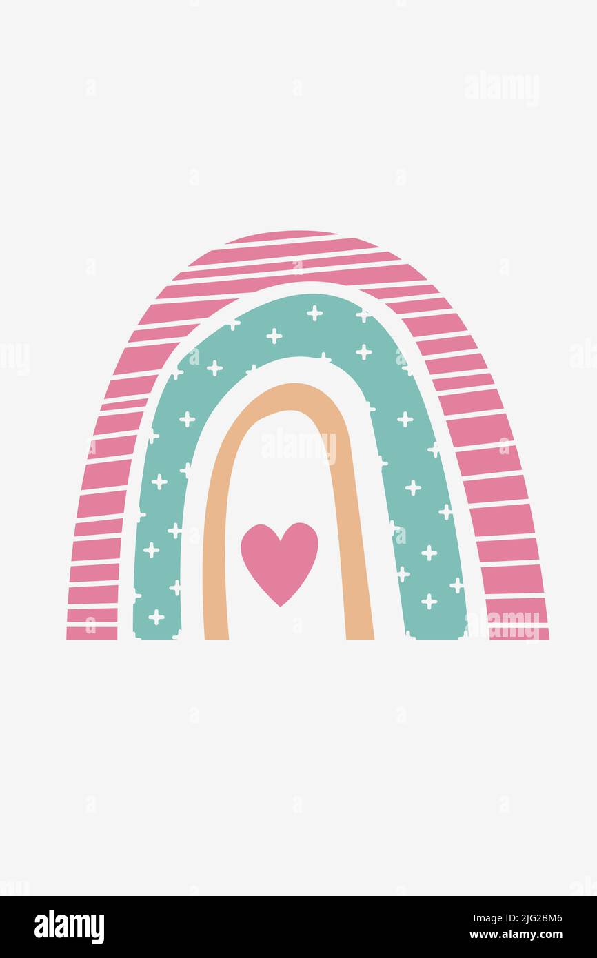 Cute Scandinavian Boho Rainbow Poster. Rainbow Wall Decor Vector Stock ...