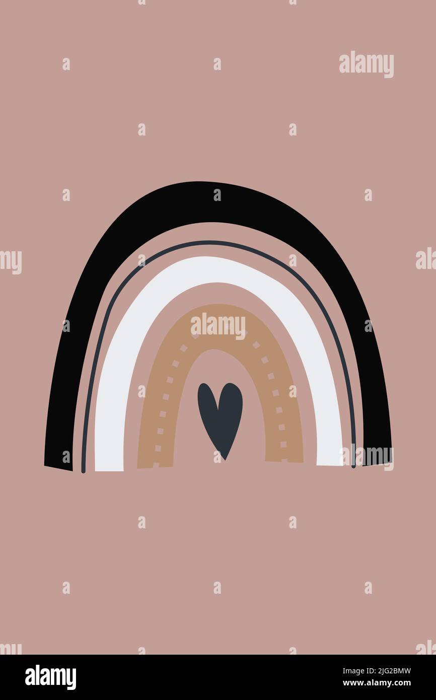 Cute Scandinavian Boho Rainbow Poster. Rainbow Wall Decor Vector Stock ...