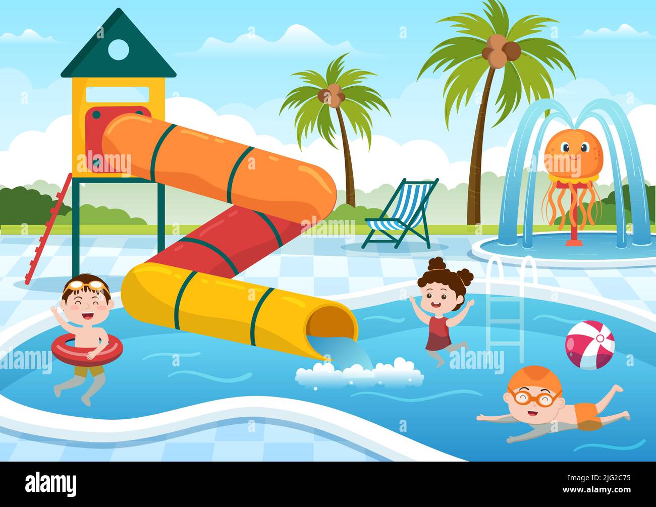 Children water slide splash Stock Vector Images - Alamy