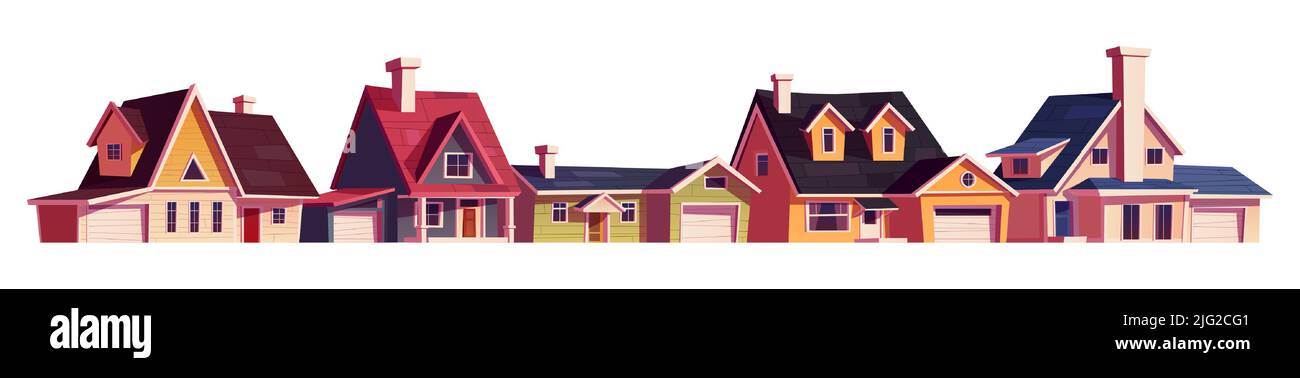 Suburb houses, residential suburban cottages, neighborhood real estate ...