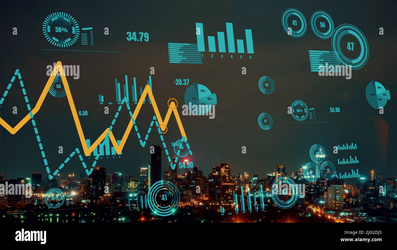Business data analytic interface fly over smart city showing alteration ... Business data analytic interface fly over smart city showing alteration ...