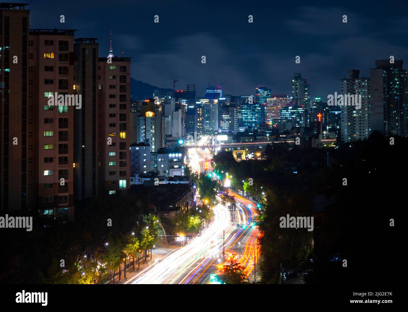 The night view of Seodaemun-gu, Seoul, Korea Stock Photo - Alamy