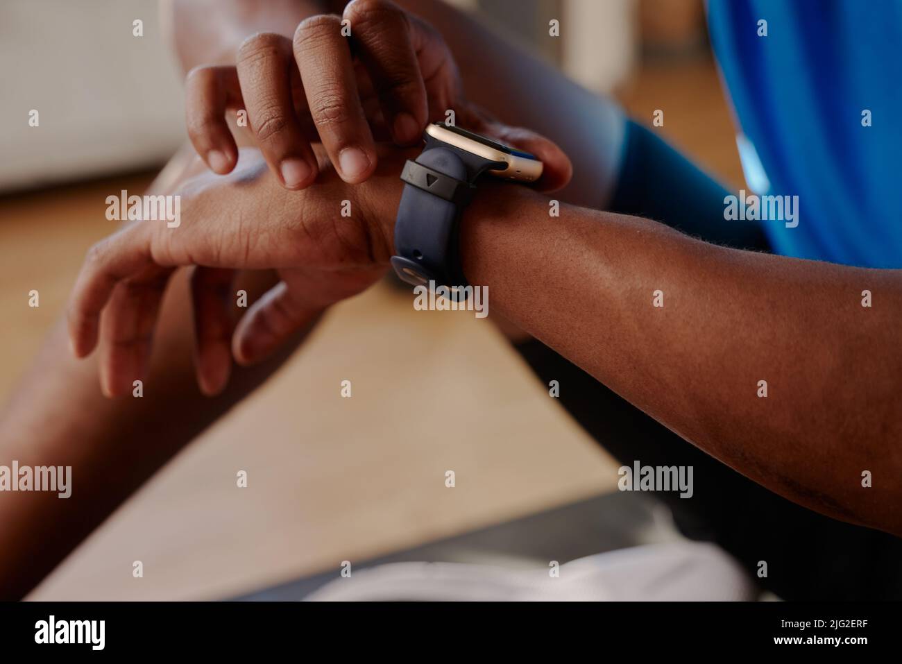 Young black African American male checking his data on his smart ...