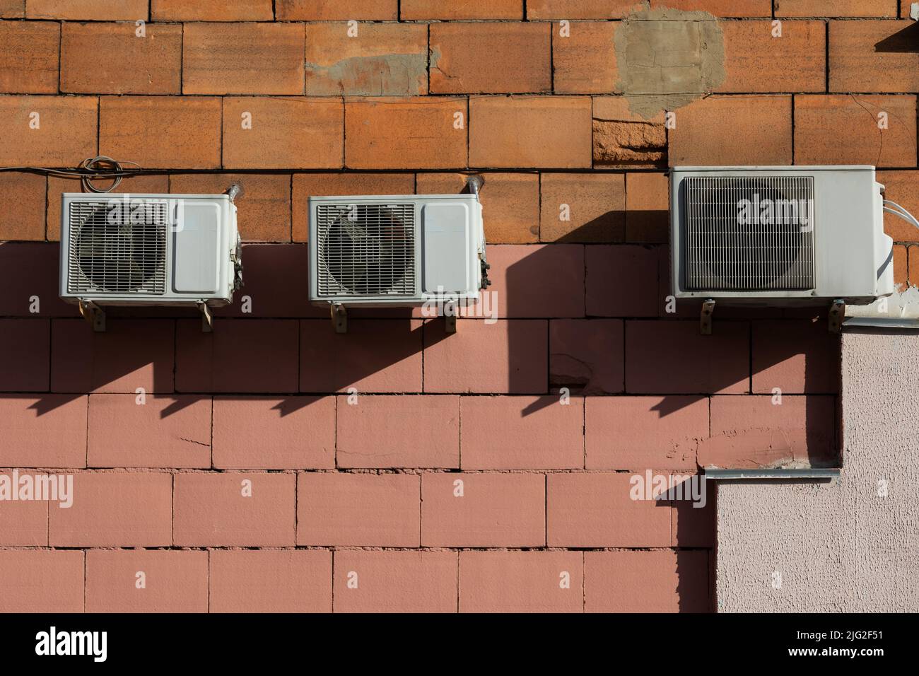 block of climatic equipment of the air conditioner hanging outside the ...