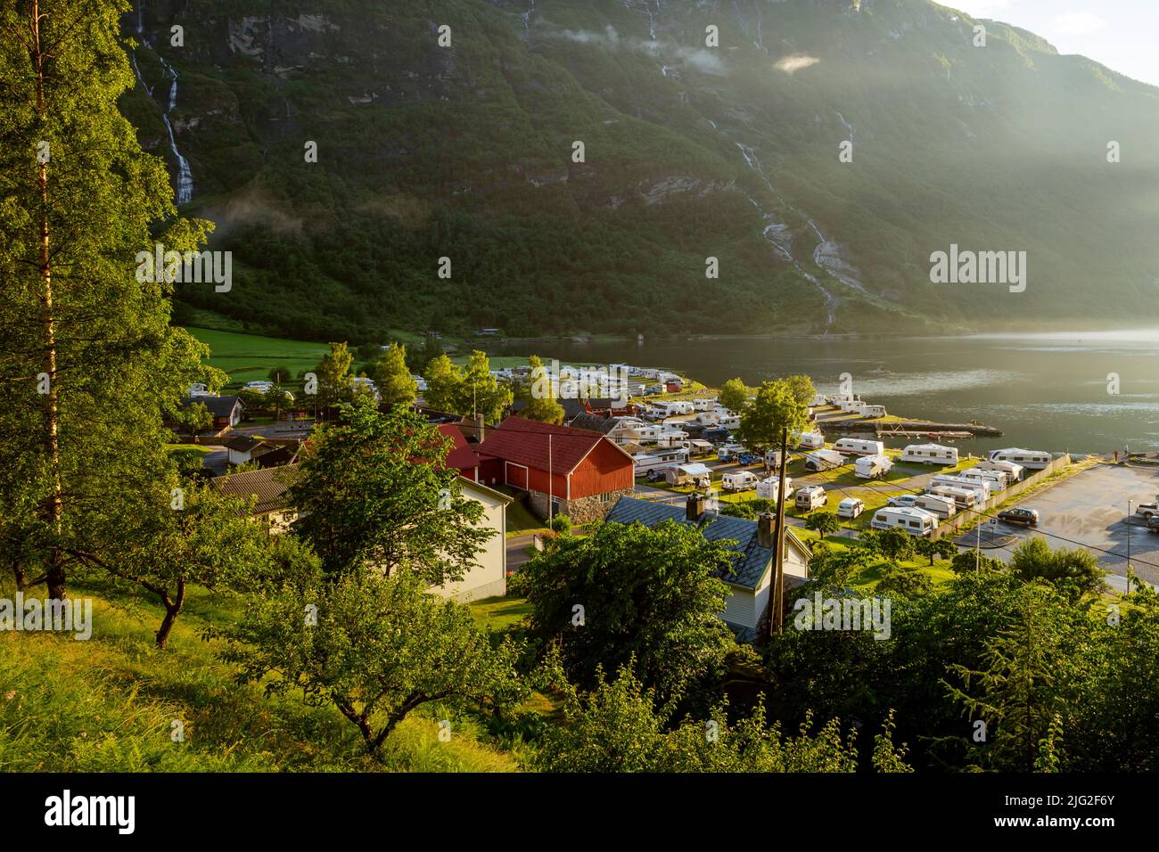 Camping ground in Geiranger town, Norway Stock Photo - Alamy