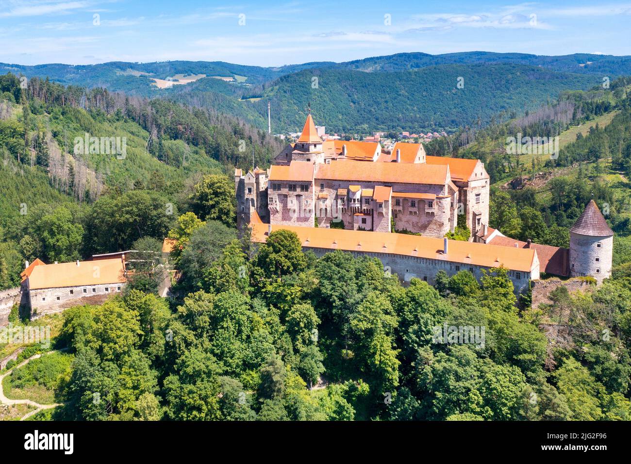 Hrad Pernštejn, Vrchnostenská okrasná zahrada, Nedvědice, Morava, Česká ...