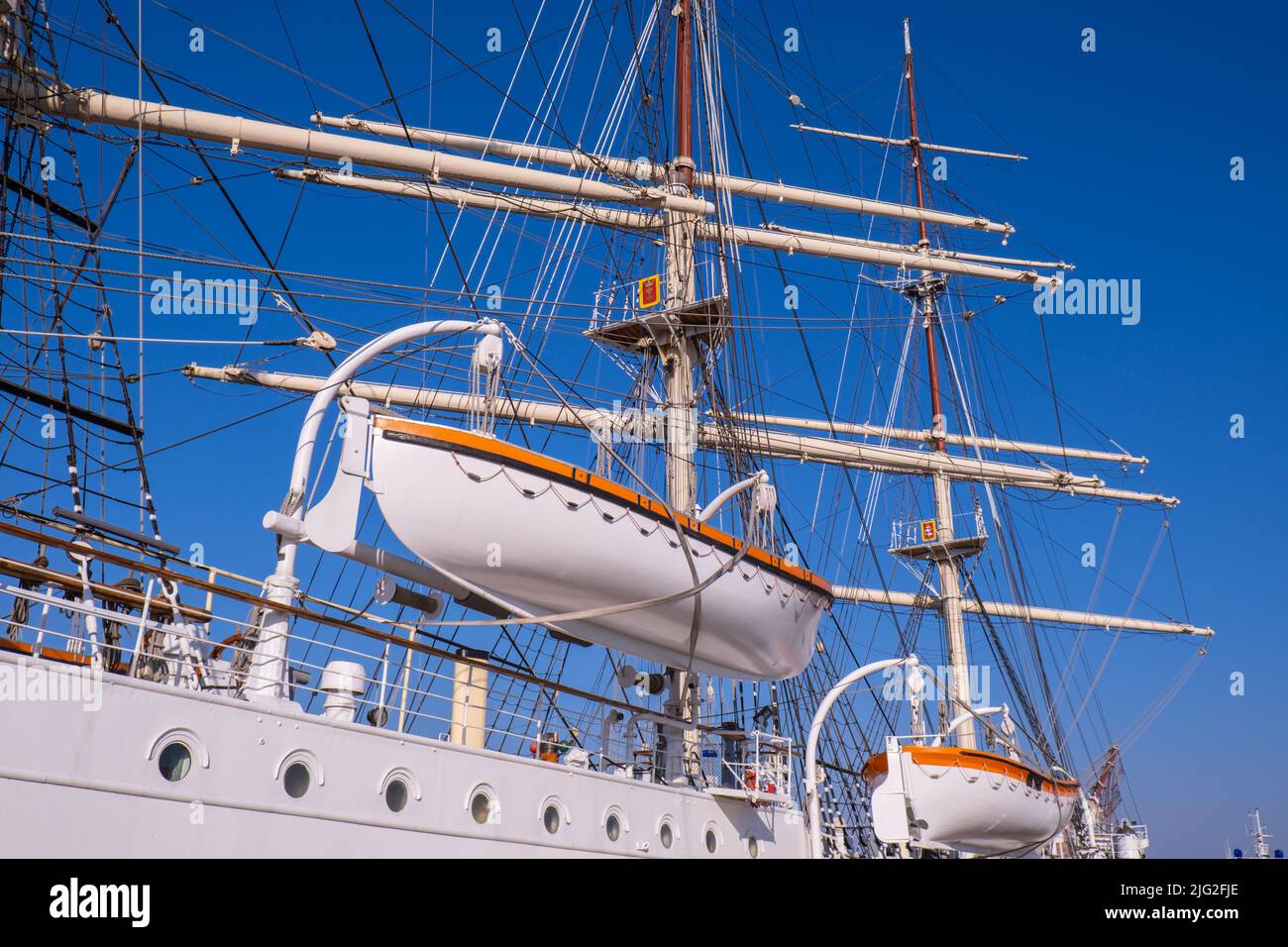 Gdynia Poland May 2022 Flag of Poland waving on flag pole of ship ...