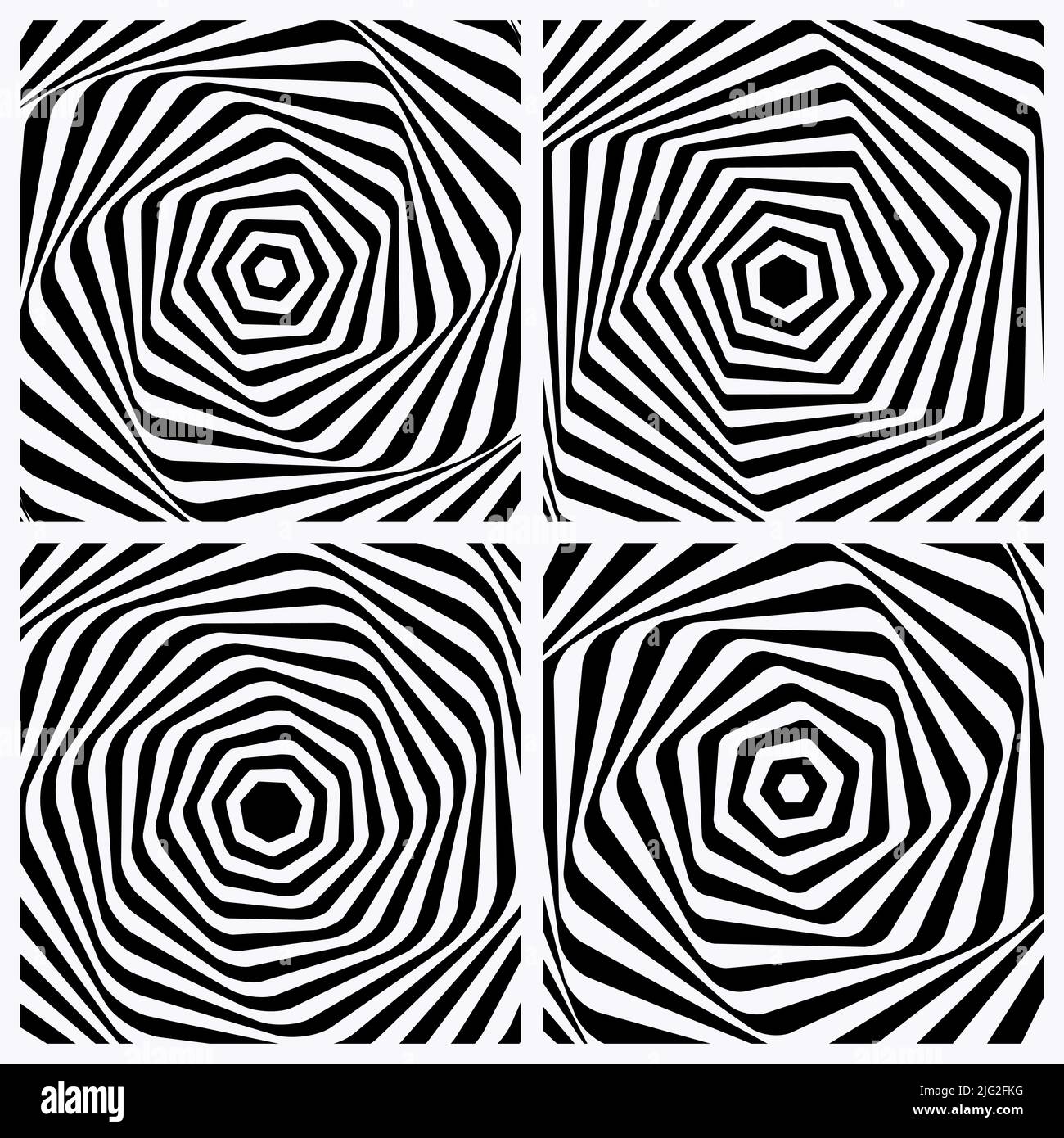 Abstract patterns of black and white lines. Optical illusion. Op art ...