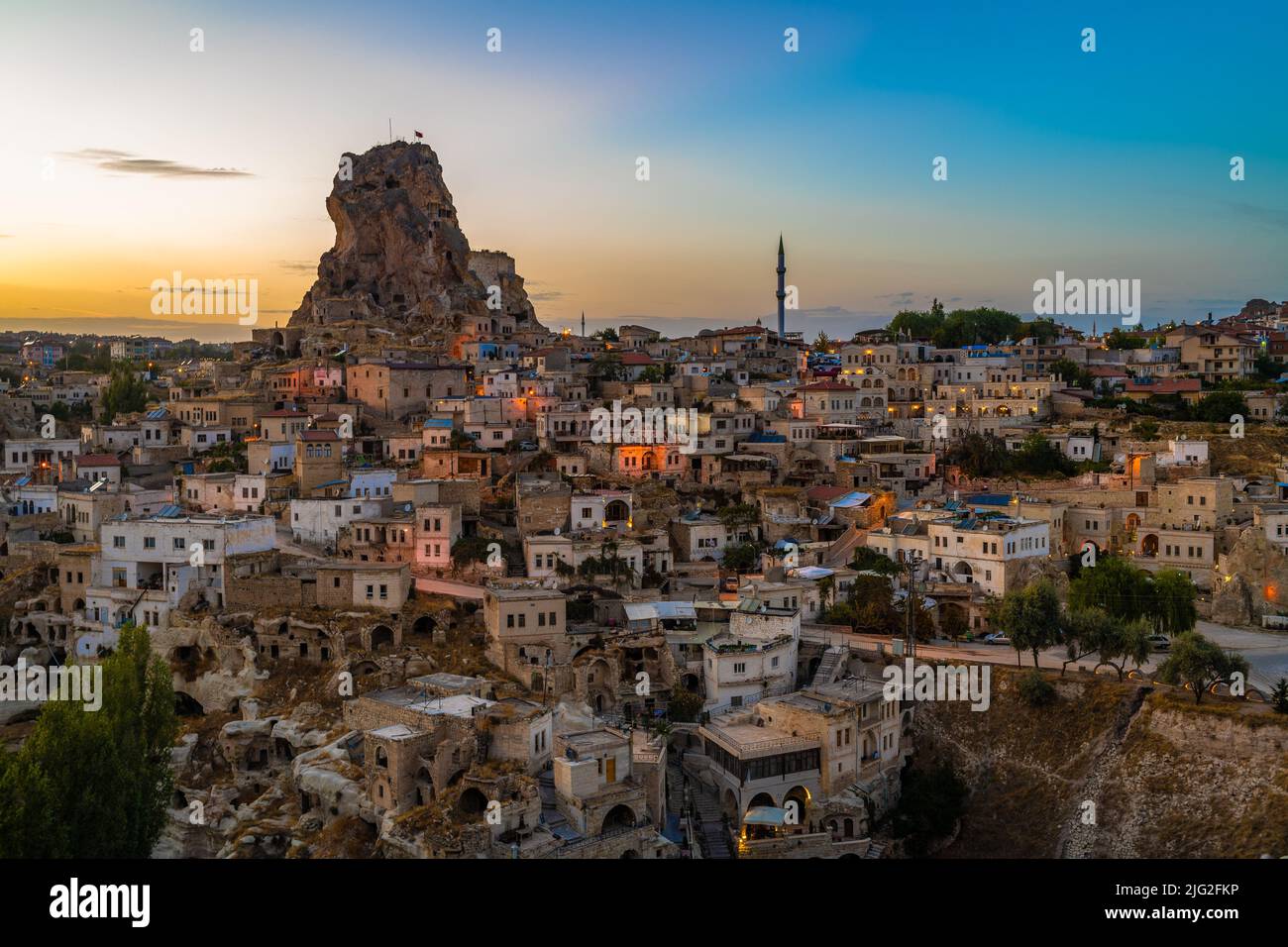 Ortahisar natural rock castle and town, Cappadocia, Turkey Stock Photo ...