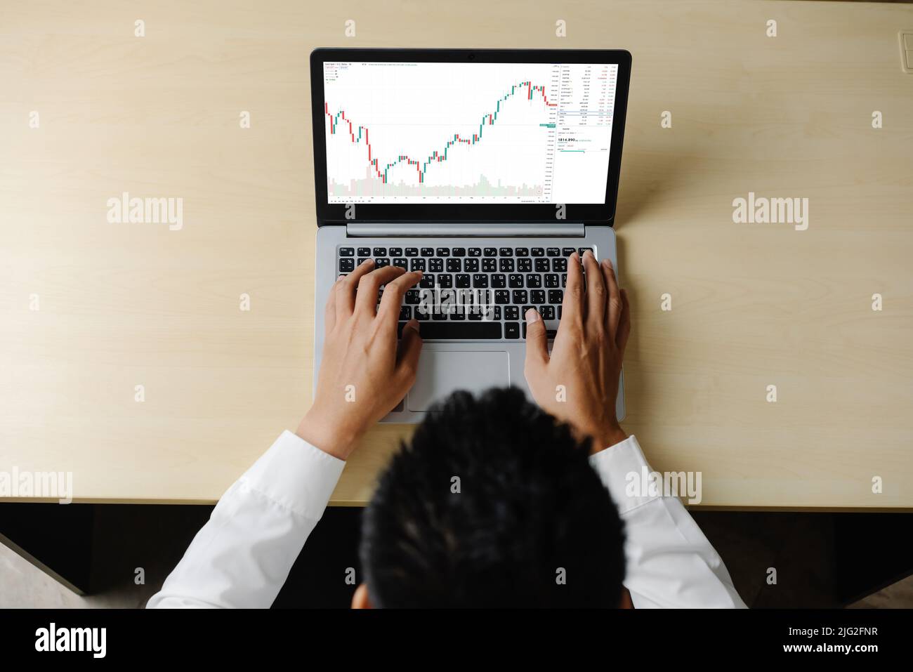 Stock market data chart analysis by ingenious computer software . Investment application display ...