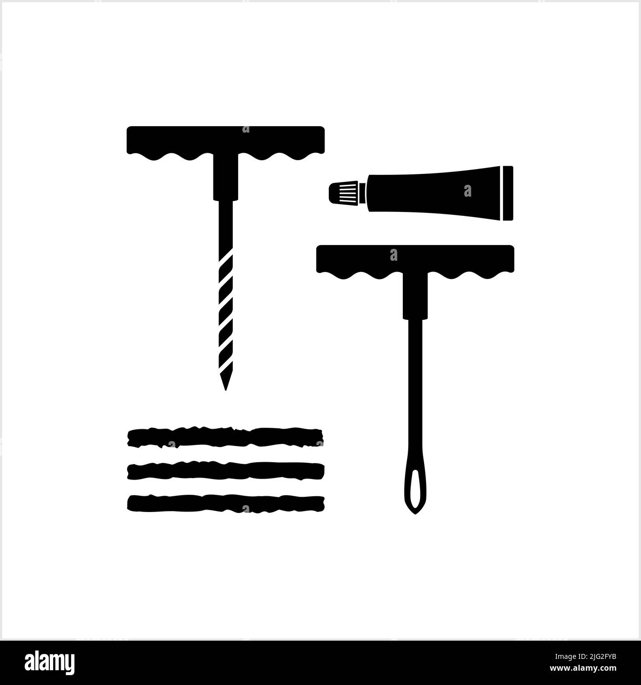 Car Tire Repair Kit Icon, Tire Puncture Repair Vector Art Illustration ...