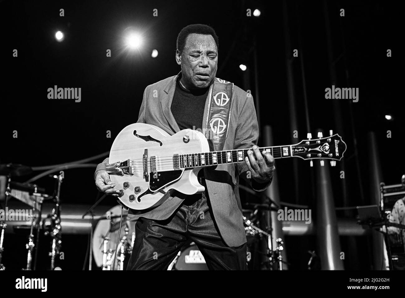 Jazz legend George Benson performs at Jazz A Juan festival on July 6 ...
