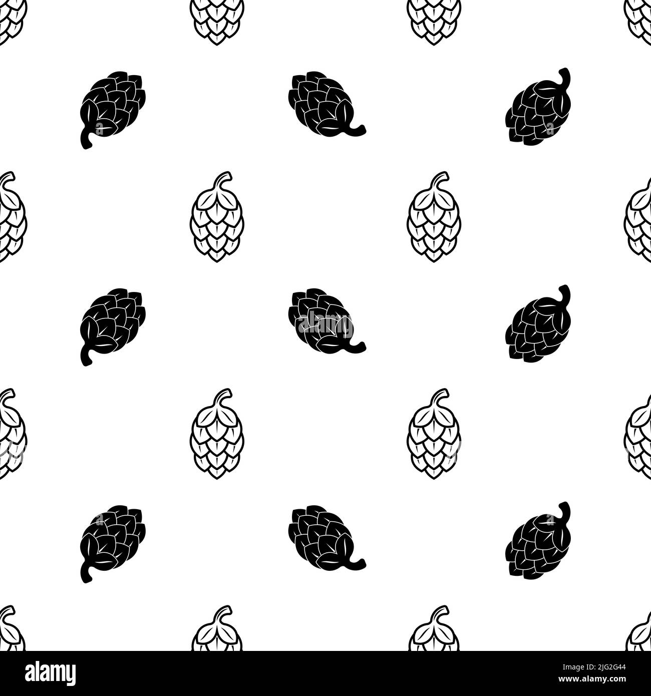 Hop Icon Seamless Pattern, Hop Flower Icon Vector Art Illustration ...