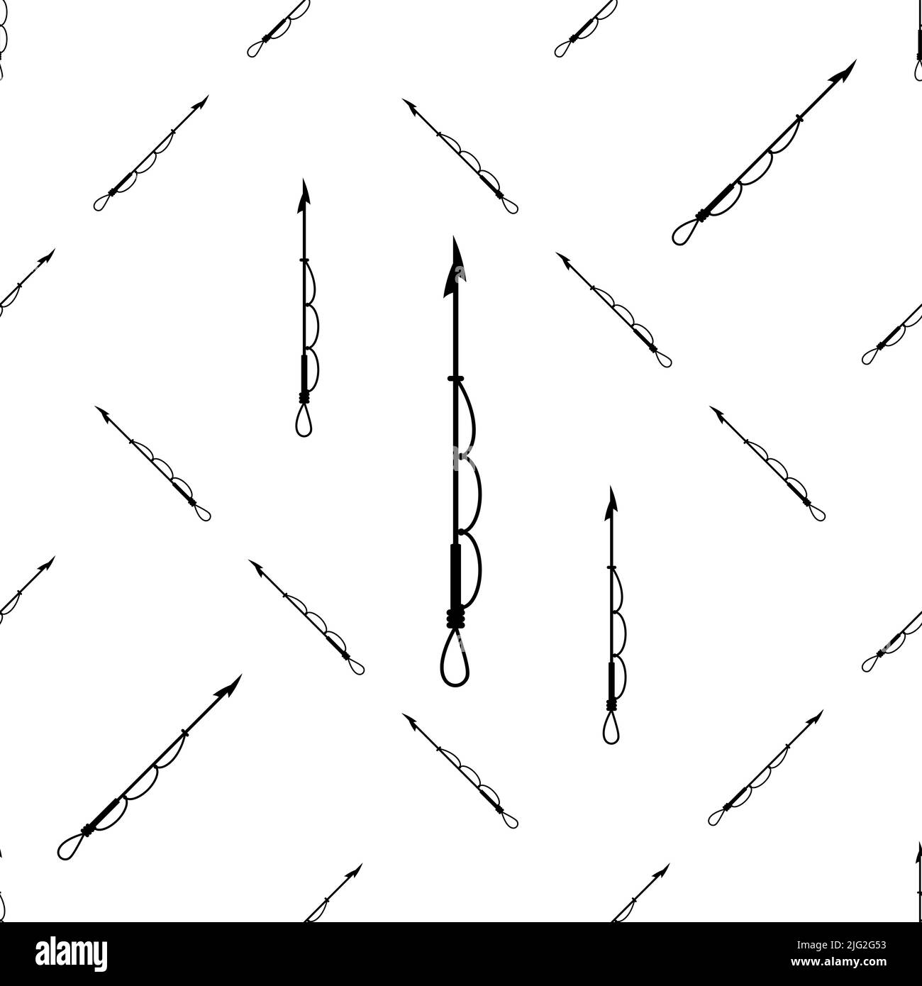 Fishing Harpoon Icon Seamless Pattern, Spear Shape Instrument Used In ...