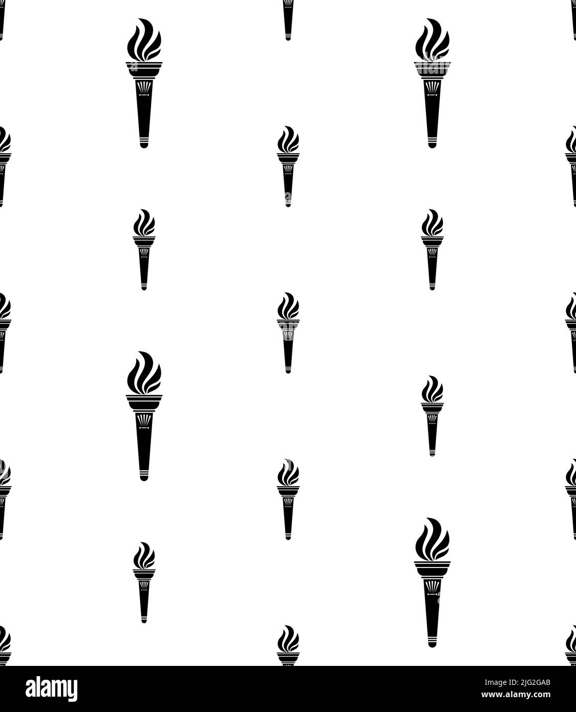 Torch Icon Seamless Pattern, Flame Torch Icon Vector Art Illustration ...