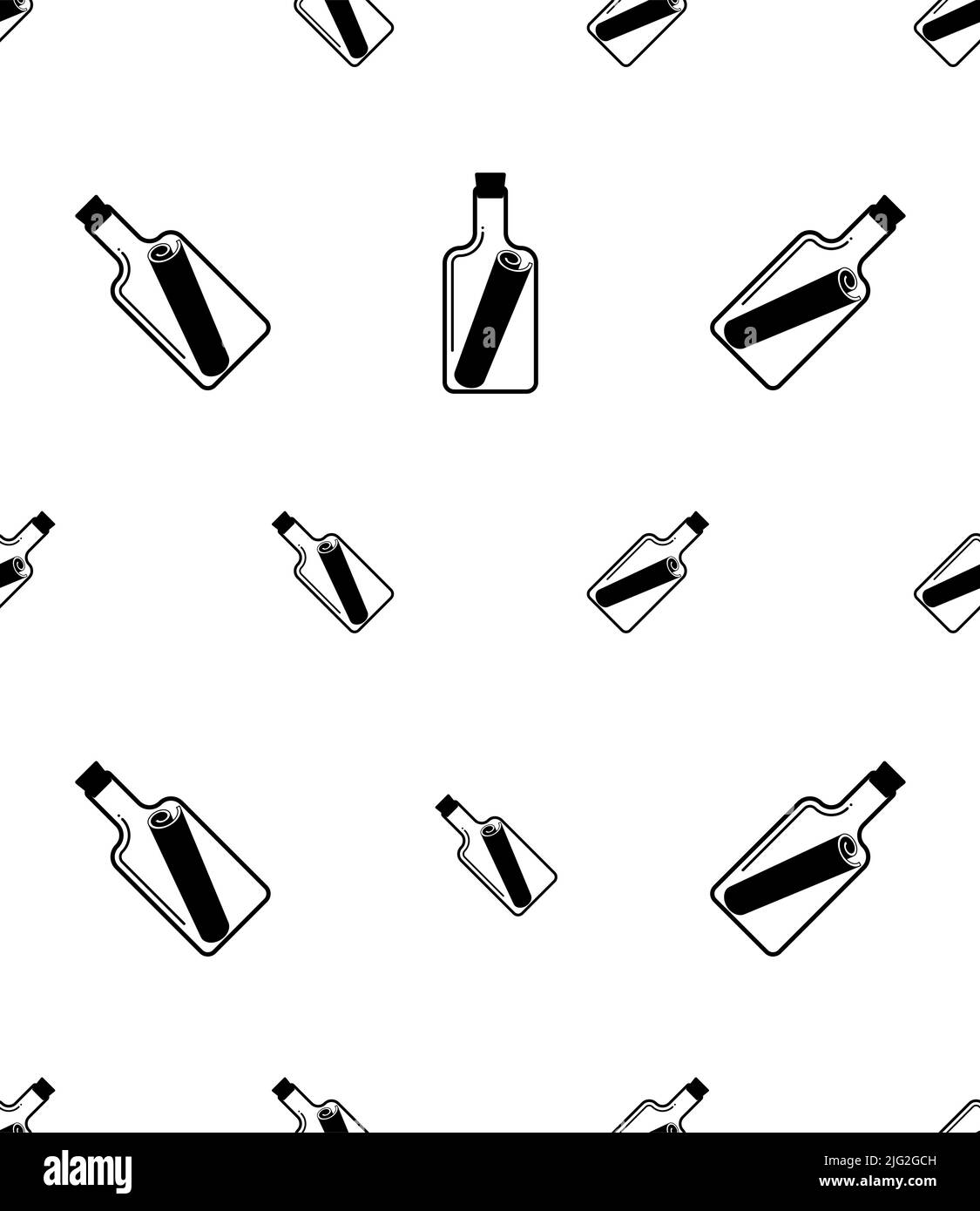 Message In A Bottle Icon Seamless Pattern, Message Paper Inside Bottle ...