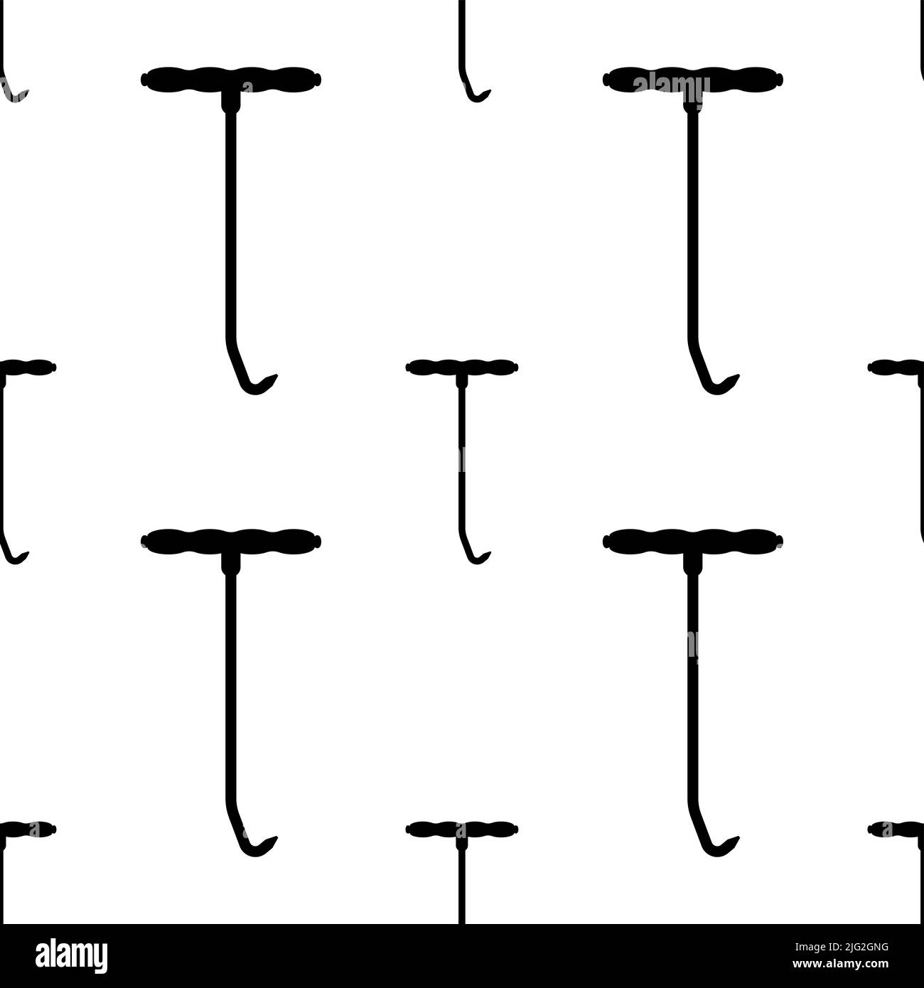 Spring Hook Puller Icon Seamless Pattern, T Handle Pipe Pulling Hook ...