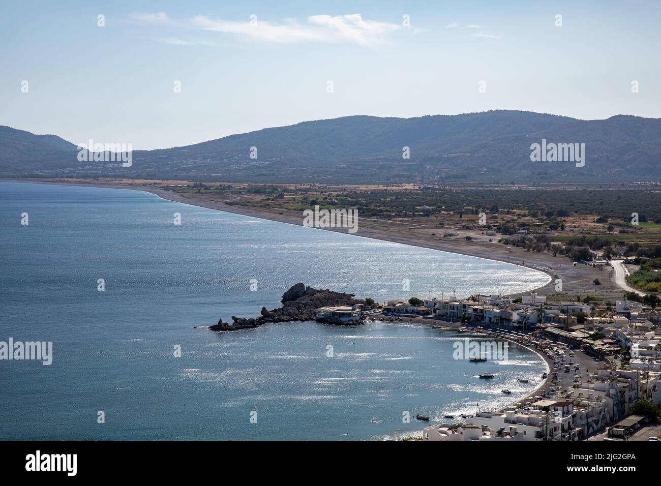 Ruined Feraklos castle overlooking Charaki, Rhodes island, Greece Stock ...
