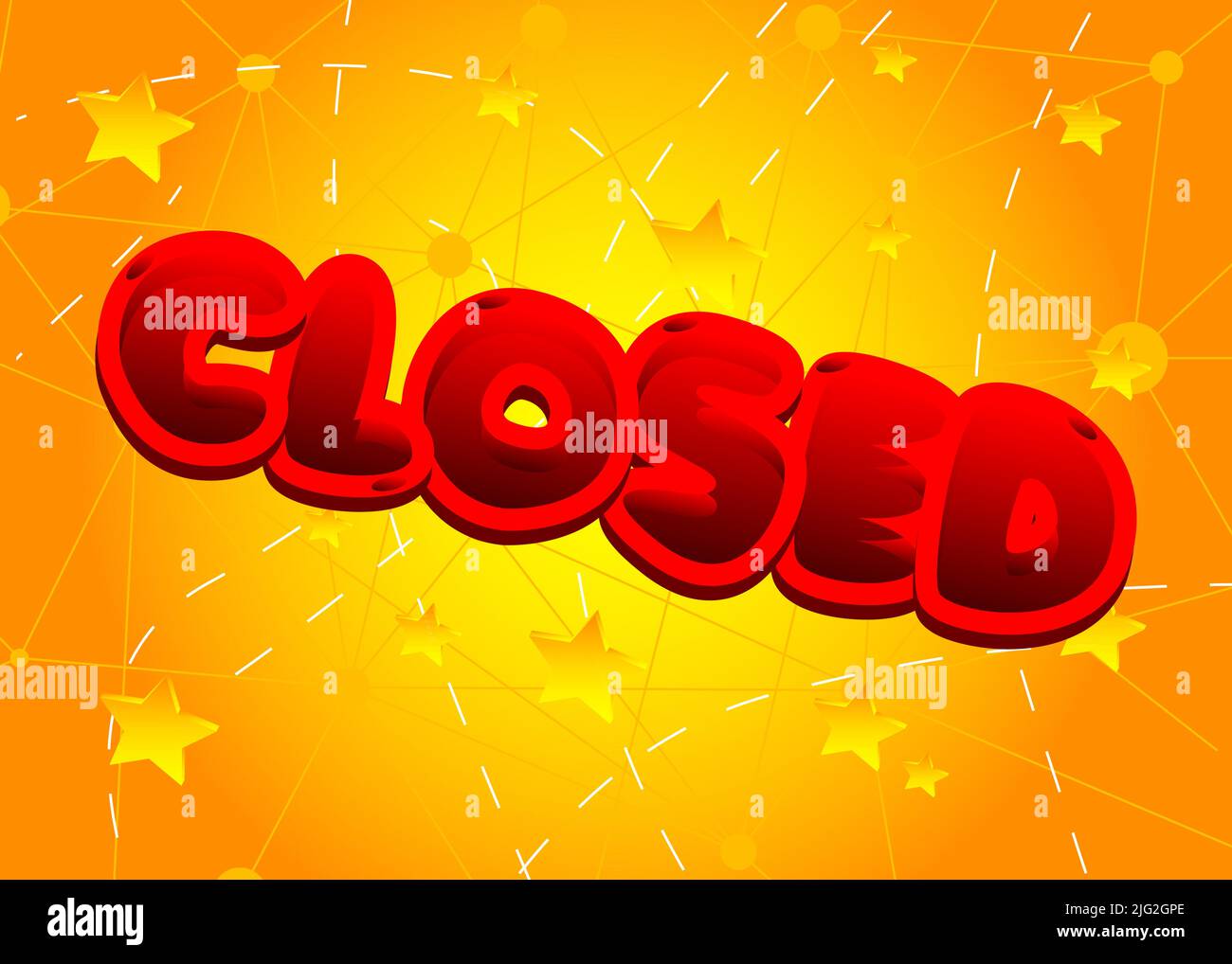Closed. Word written with Children's font in cartoon style Stock Vector ...