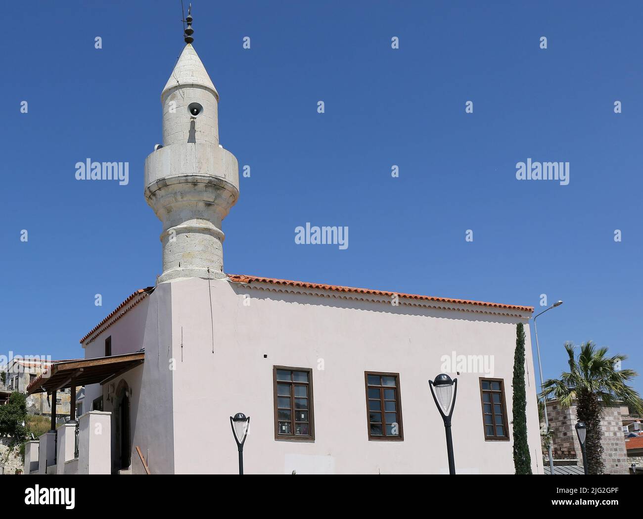 Small Mosque with Short Minaret in Cesme,Turkey Stock Photo - Alamy
