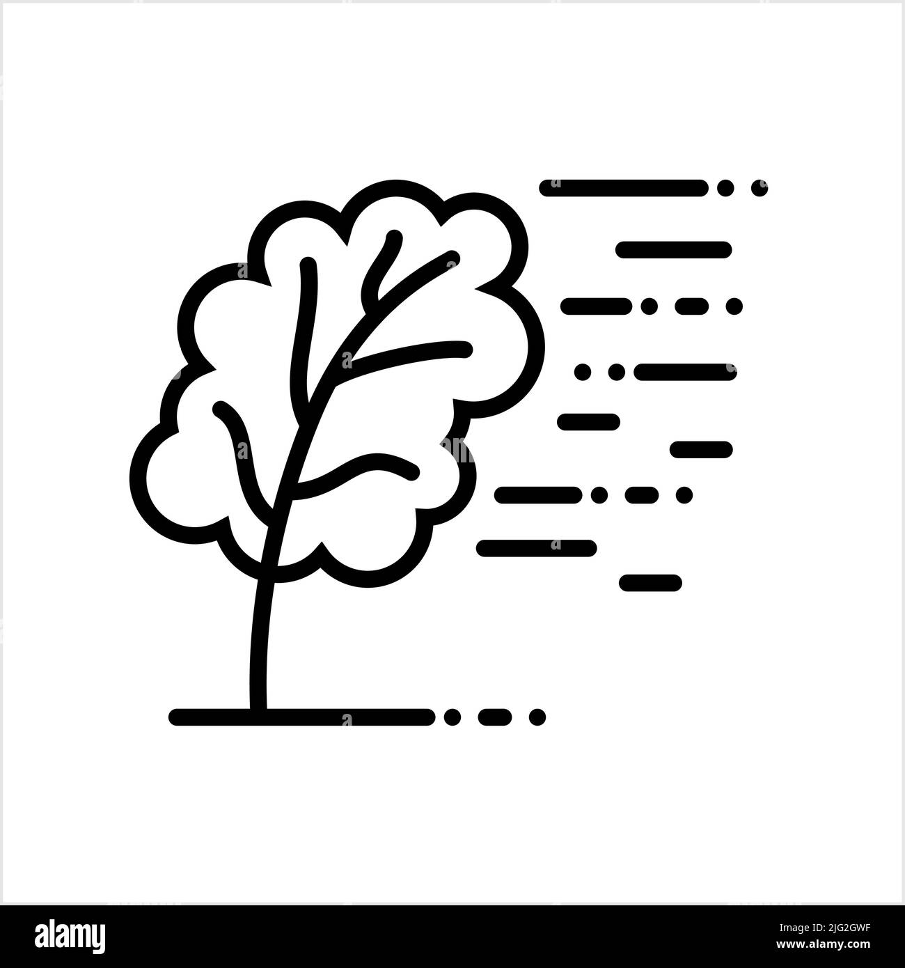 Tree Blowing In Wind Icon Vector Art Illustration Stock Vector Image ...