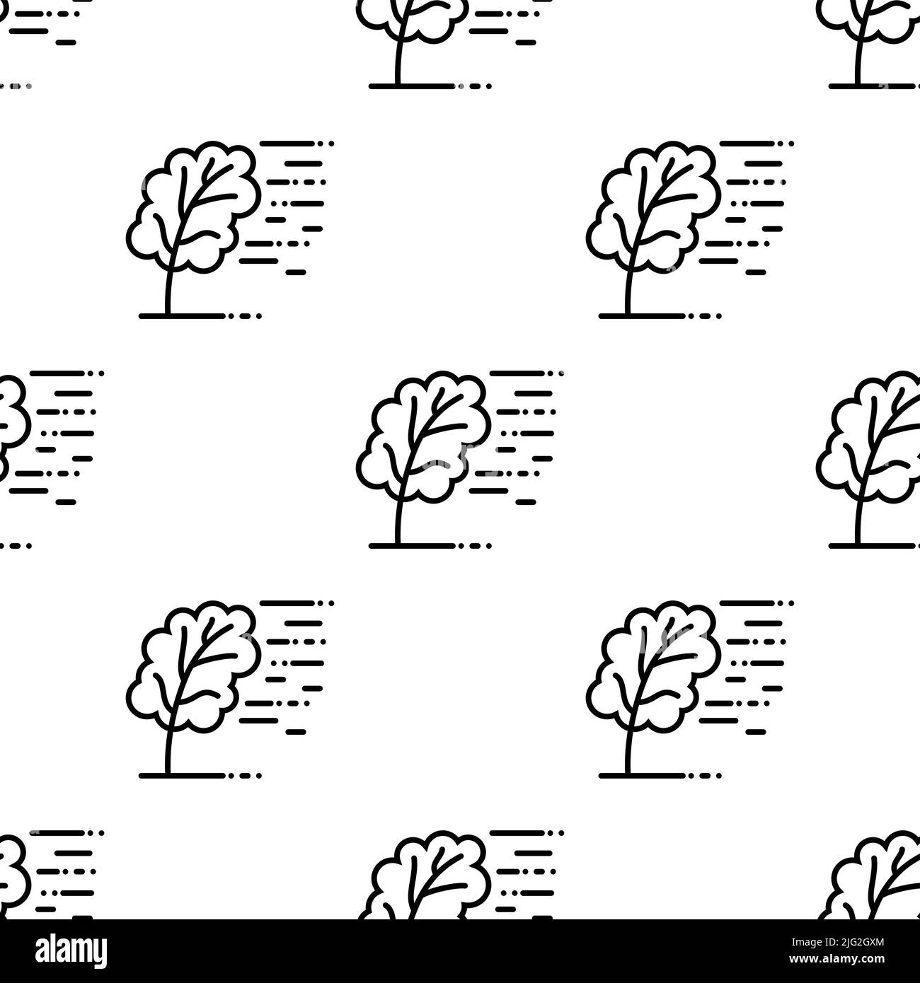 Tree Blowing In Wind Icon Seamless Pattern Vector Art Illustration ...