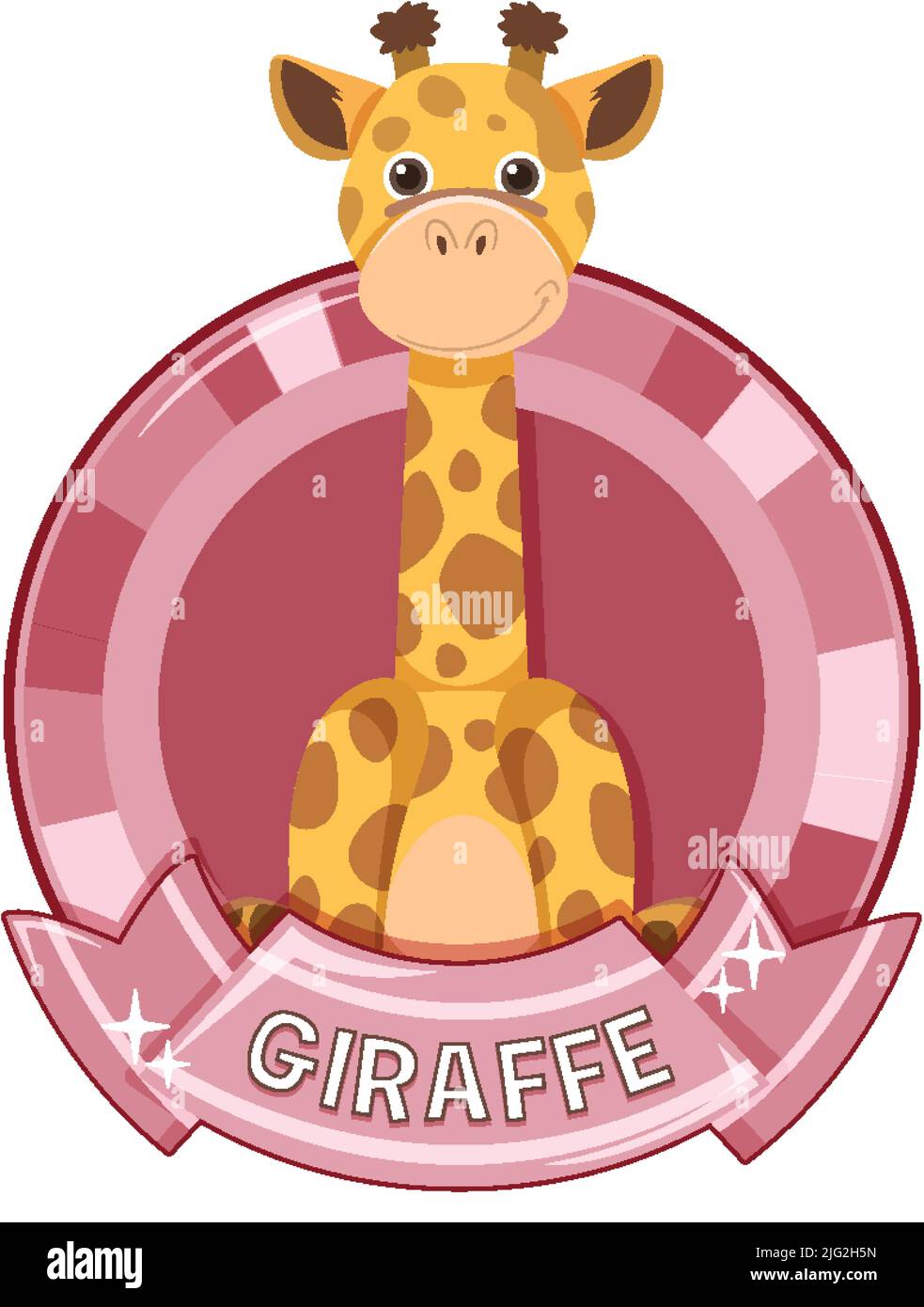 Cute giraffe cartoon badge illustration Stock Vector Image & Art - Alamy