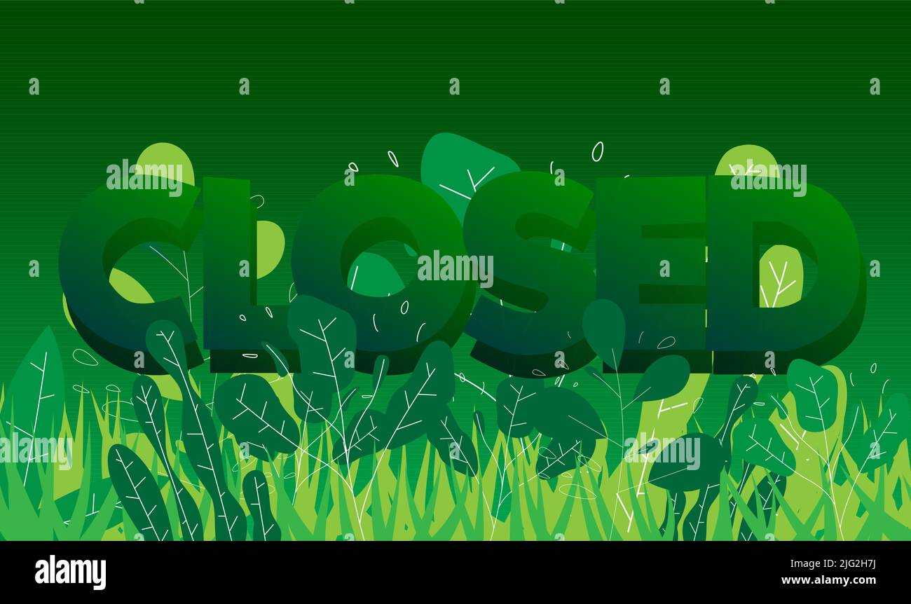 Closed. Word written with Children's font in cartoon style Stock Vector ...