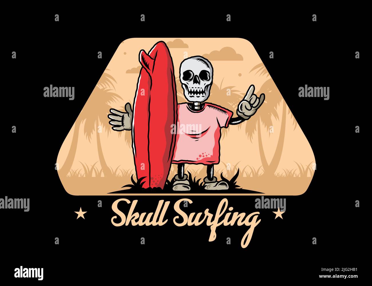 Skull surfing illustration hi-res stock photography and images - Alamy