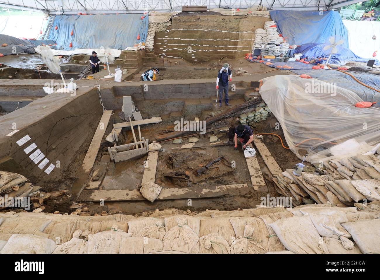 Ancient wooden plow excavated Work to excavate a wooden plow believed ...