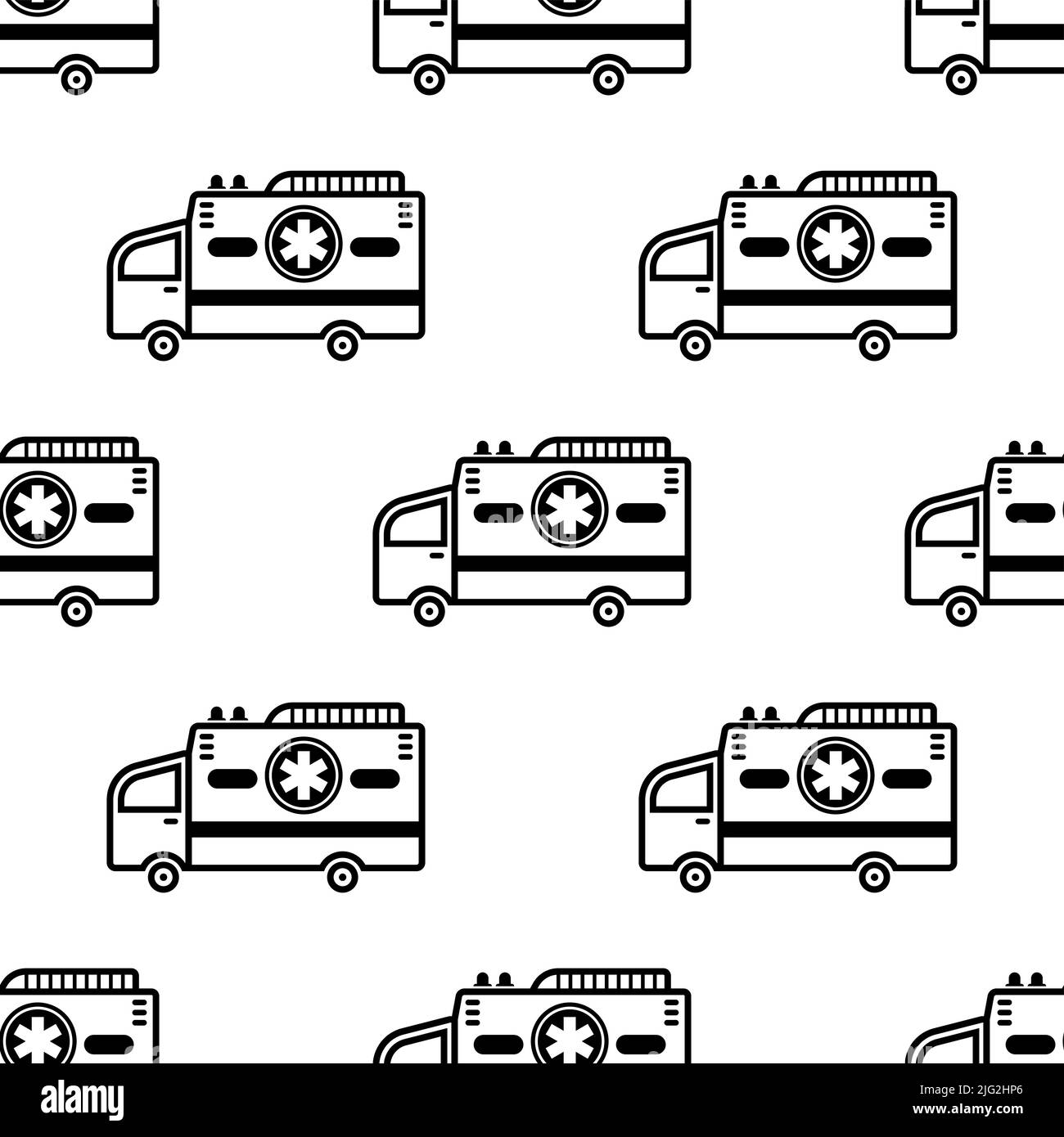 Ambulance Emergency Vehicle Icon Seamless Pattern, Medical Emergency ...