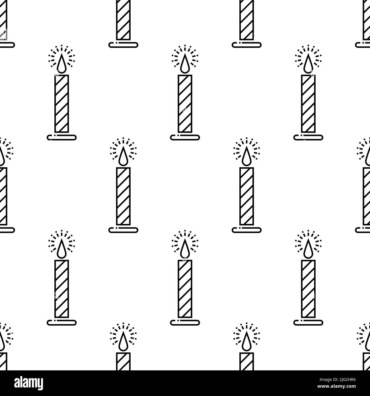 Candle Icon Seamless Pattern, Lit Candle Icon, Wick Embedded In Wax ...
