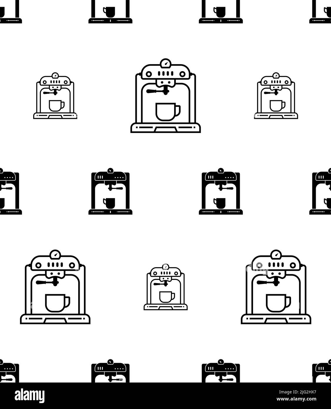 Coffee Machine Icon Seamless Pattern, Hot Coffee Making Machine Icon ...