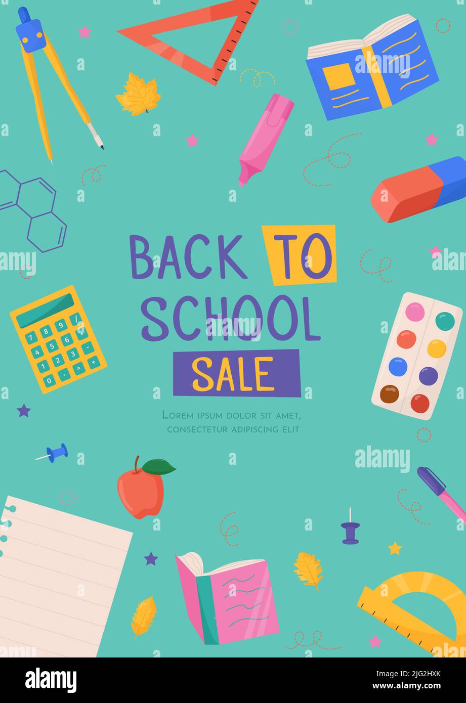 Back to school card with colorful school supplies. Colorful back to ...