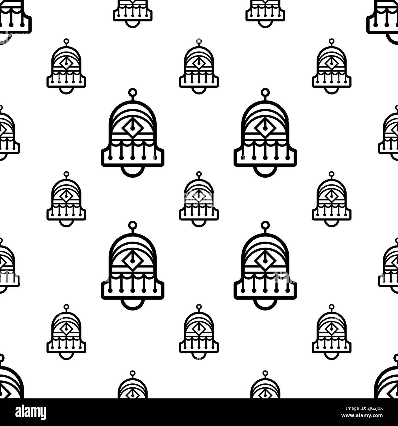 Bell Icon Seamless Pattern, Idiophone Percussion Instrument When Struck ...