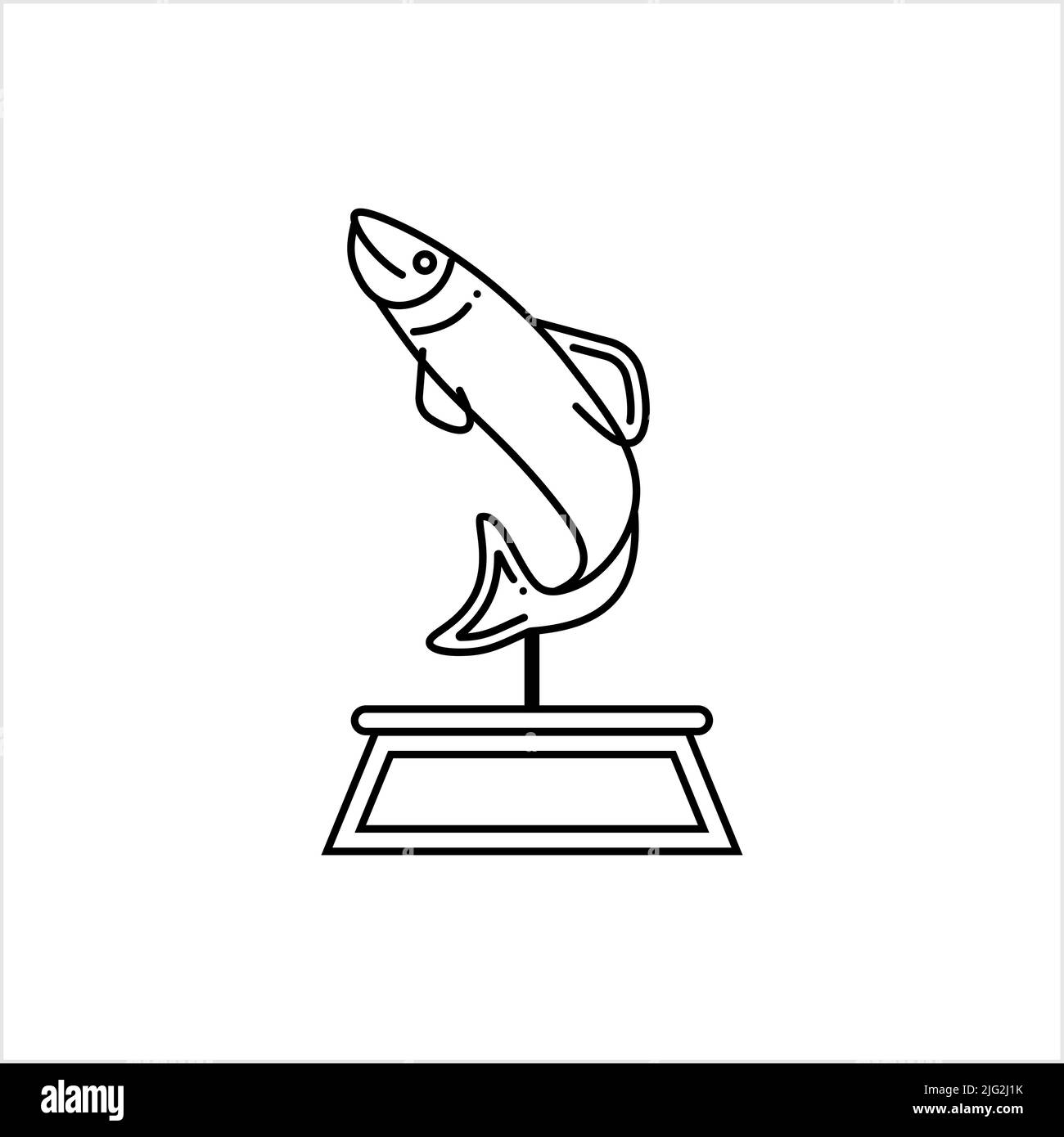 Fishing Trophy Icon, Fishing Event Award Trophy Icon Vector Art ...