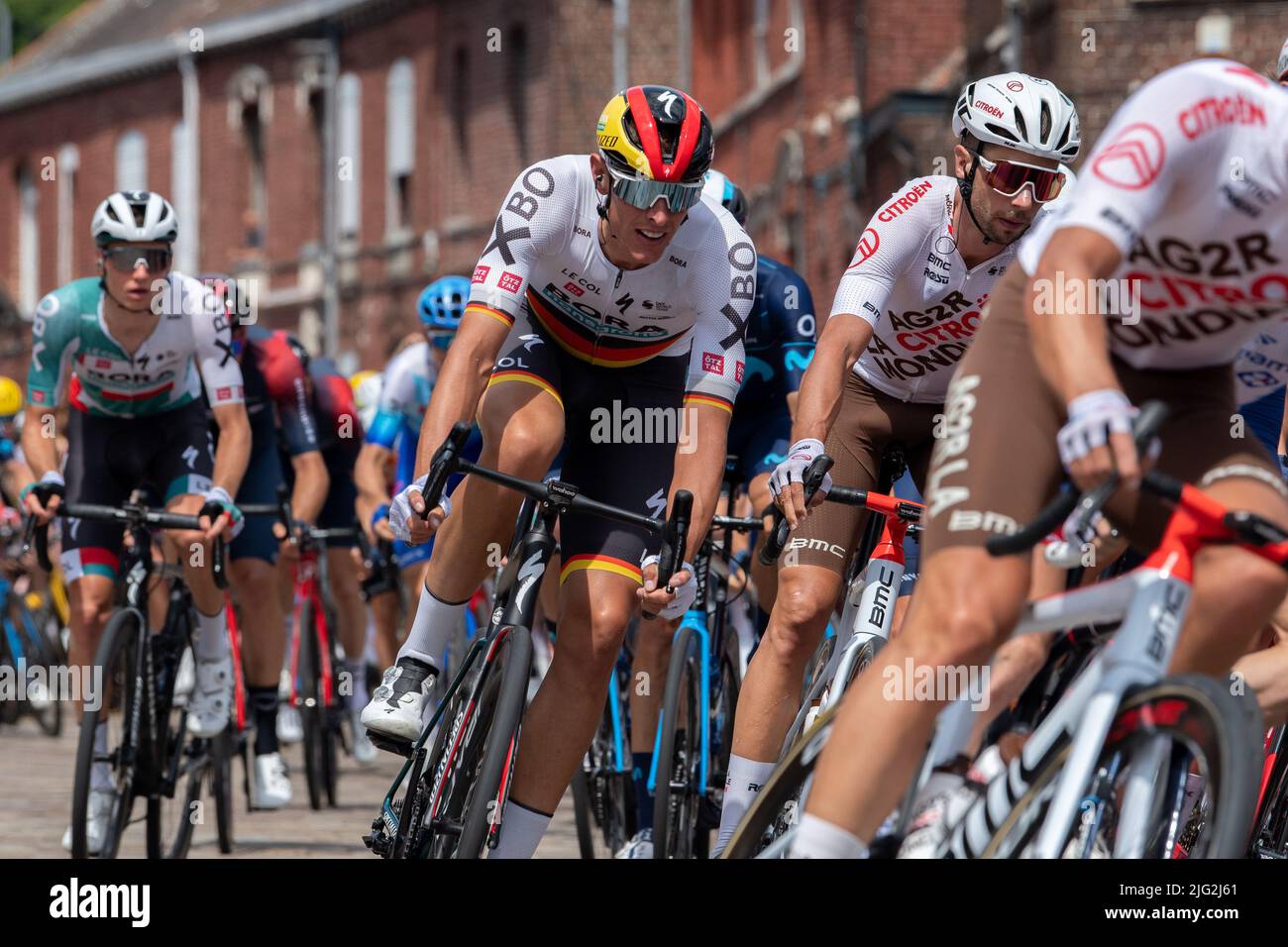 German champion Nils Politt rides in the peloton in Stage five of the ...