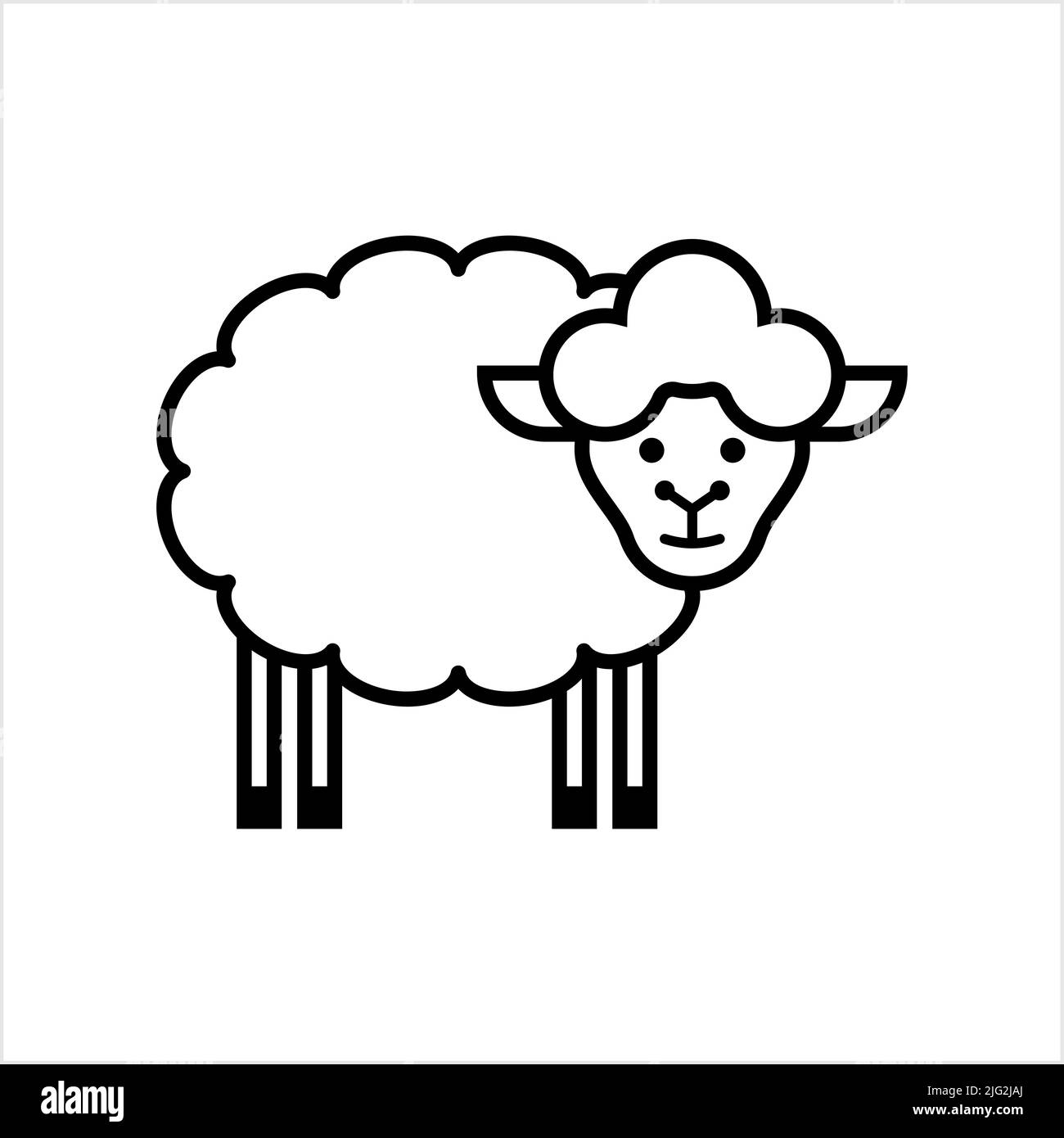 Sheep Icon, Animal Icon, Ovis Aries, Ruminant Mammal Vector Art ...