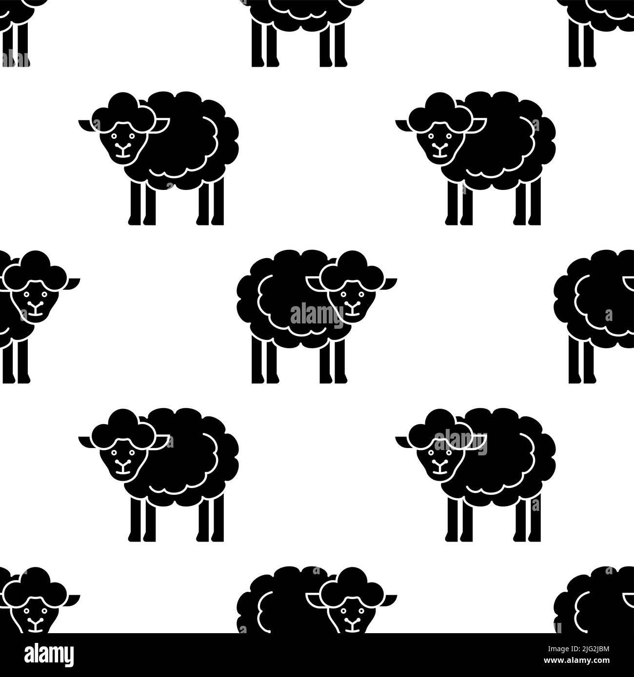 Sheep Icon Seamless Pattern, Animal Icon, Ovis Aries, Ruminant Mammal ...