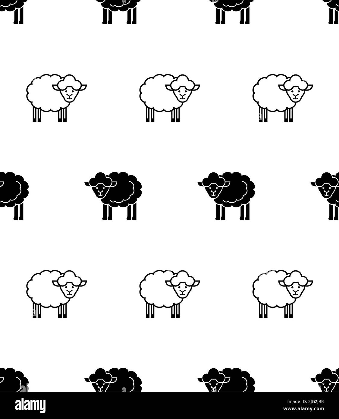 Sheep Icon Seamless Pattern, Animal Icon, Ovis Aries, Ruminant Mammal ...